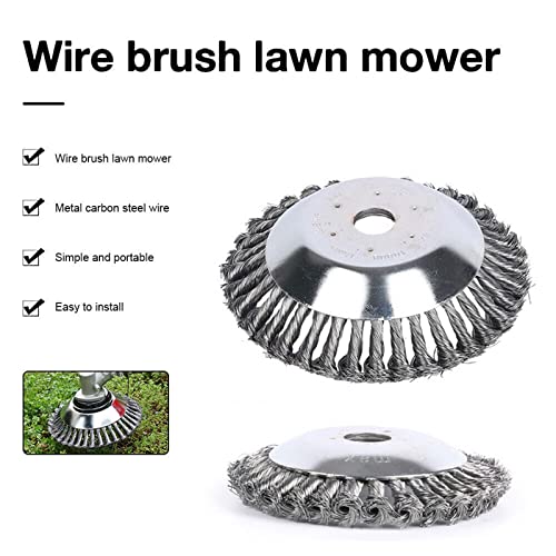 Unbreakable Lawn Mower Blade Head, Grass Strimmer Head Trimmer Brush, Steel Wire Wheel Garden Weed Trimmer, Weed Eater Head Grass Cutter,Lawn Mower Cleaning Tool (6'')