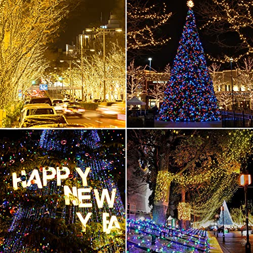 MX232 72ft Christmas 200 Count LED String Lights with Timer 8 Modes Plug in IP55 Waterproof Fairy Light Warm White&Color Changing Twinkle Lights for Outdoor Indoor Patio Yard Garden Tree Party