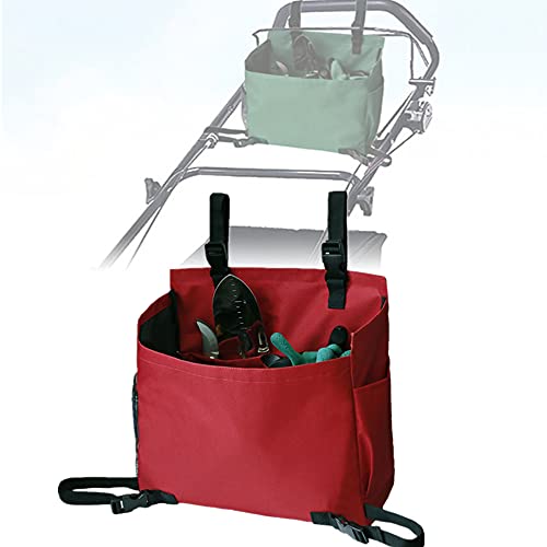 Lawn Mower Organizer Bag - 600D Heavy Duty Hanging Mower Storage Pocket Garden Tool Pouch Accessories for Outdoor Gardening, 13" H x 5" W x 14" L (Red)
