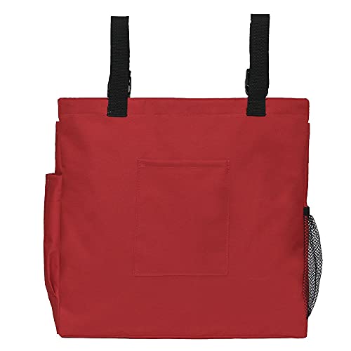 Lawn Mower Organizer Bag - 600D Heavy Duty Hanging Mower Storage Pocket Garden Tool Pouch Accessories for Outdoor Gardening, 13" H x 5" W x 14" L (Red)