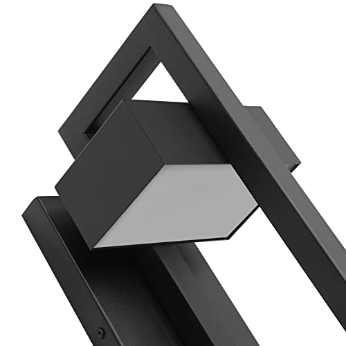 Krychiler 2 Set Modern Outdoor Wall Sconce, Indoor Integrated LED Wall Lamp Waterproof Porch Light Exterior LED Wall Mounted Light Black for Living Room Bedside Garden Garage Lighting