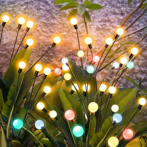 32LAMP Solar Garden Lights - Solar Powered Firefly Lights, 4Pack Solar Swaying Lights, Solar Outdoor Lights,Garden Lights Solar Powered Waterproof, Yard Patio Pathway Decoration, Warm /Gradual Color