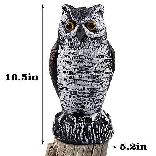 Hausse 4 Pack Fake Horned Owl Bird Scarecrow Decoy, Plastic Owl Bird Deterrents, Halloween Outdoor Decoration, Nature Enemy Pest Repellent for Outdoor Garden Yard
