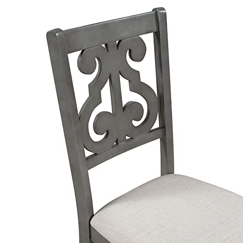Lepfun 5 Piece Round Table Set 4 with Special-Shaped Legs and an Exquisitely Designed Hollow Chair Back in The Dining Room (Grey)