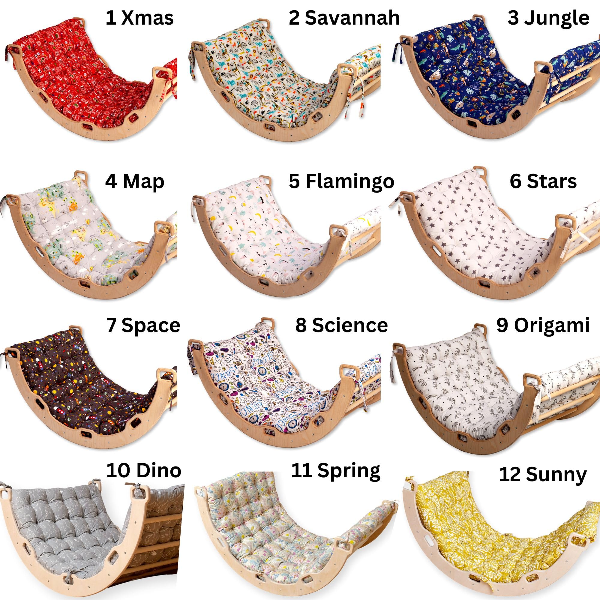 Kidodido Cushion for Climbing Arch | Pillow for Montessori Rocker | Montessori Rocker Cushion Set | Climbing Arch Pillow | Premium Quality Climbing Set Cushion (Jungle)