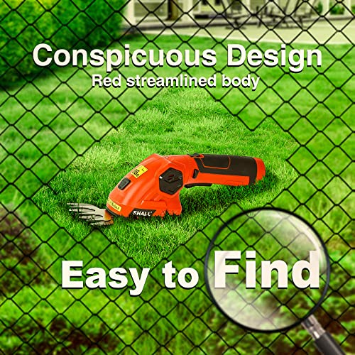 SHALL Cordless Grass Shear & Hedge Trimmer - 7.2V Electric Shrub Trimmer 2 in 1 Handheld Grass Trimmer Hedge Shears, Hedge Clippers Grass Cutter w/Pruning Scissor, Rechargeable Battery & Fast Charger