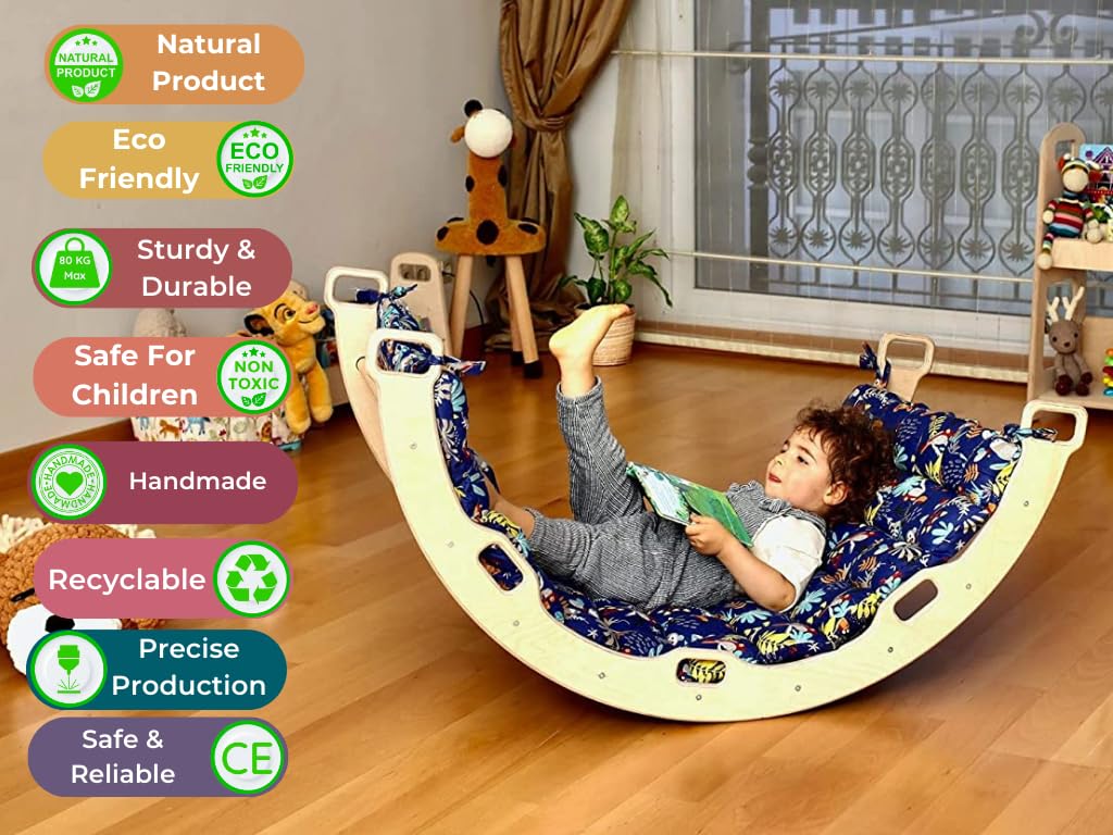 Kidodido Cushion for Climbing Arch | Pillow for Montessori Rocker | Montessori Rocker Cushion Set | Climbing Arch Pillow | Premium Quality Climbing Set Cushion (Jungle)