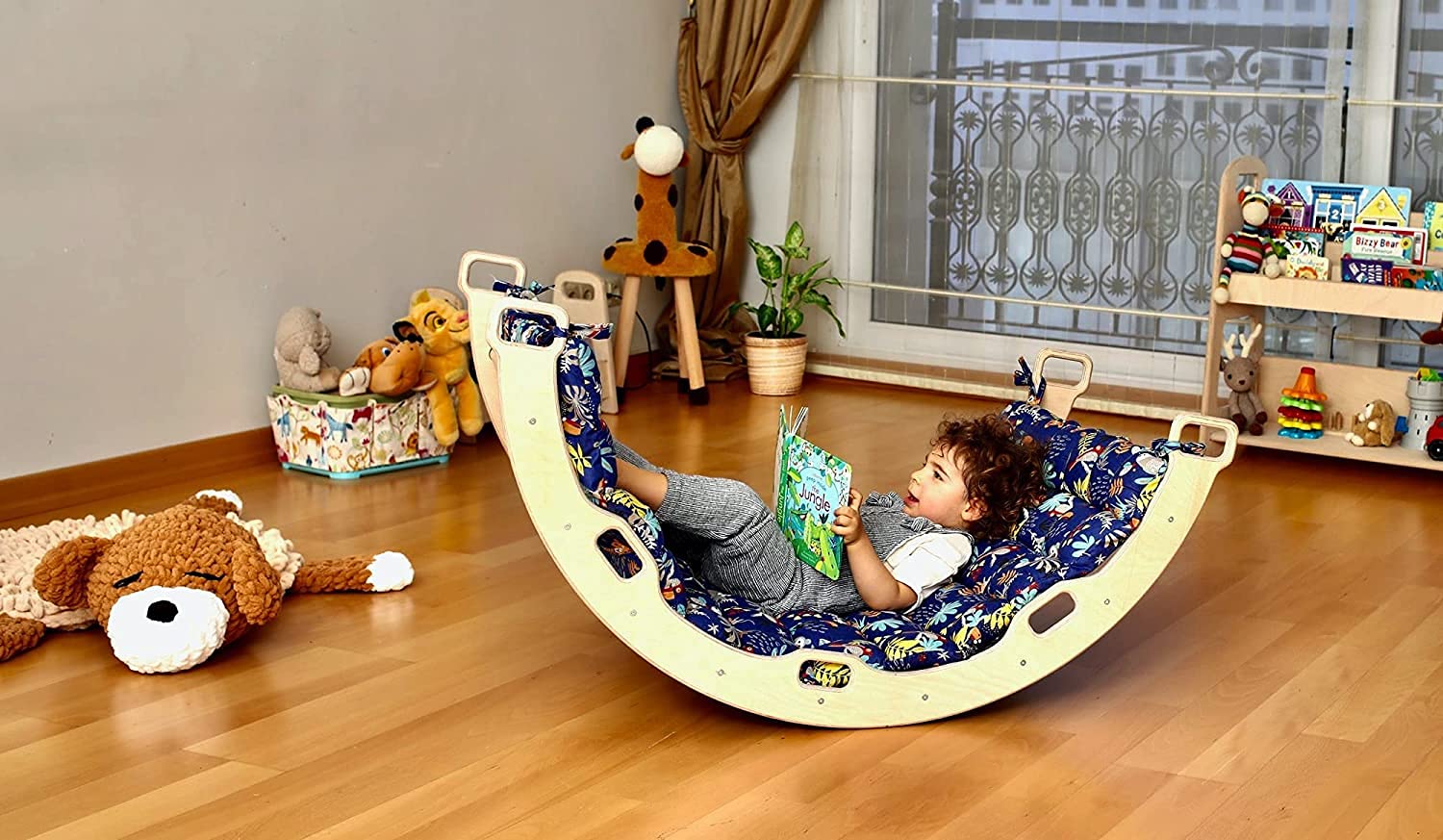 Kidodido Cushion for Climbing Arch | Pillow for Montessori Rocker | Montessori Rocker Cushion Set | Climbing Arch Pillow | Premium Quality Climbing Set Cushion (Jungle)