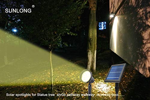SUNLONG New Generation Solar SpotLights Outdoor Waterproof Super Bright 15LEDs Security Front Door Light Solar Powered Landscape Spotlights for Garden Pathway Driveways (WarmWhite)