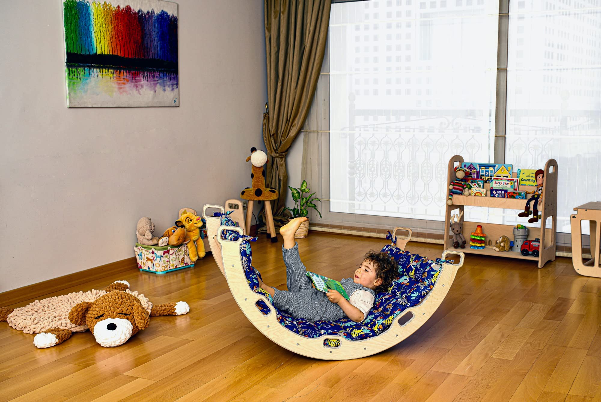 Kidodido Cushion for Climbing Arch | Pillow for Montessori Rocker | Montessori Rocker Cushion Set | Climbing Arch Pillow | Premium Quality Climbing Set Cushion (Jungle)