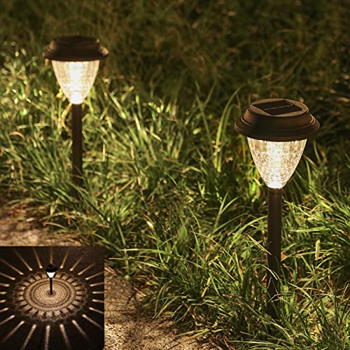 8 Pack Solar Path Lights, Solar Lights Outdoor Waterproof RGB Color Changing & Warm White Garden Pathway Lights, Landscape Lights Solar Powered for Yard Patio Walkway Driveway