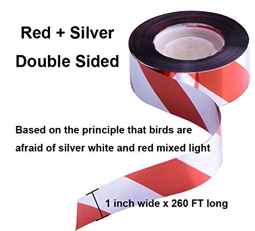 SUJAYU Bird Scare Tape, 2 Pack 1''x260FT Red Spiral Double Sided Repellent Deterrent Reflective Tape for Scaring Birds Away… (Red)