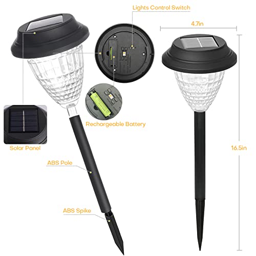 8 Pack Solar Path Lights, Solar Lights Outdoor Waterproof RGB Color Changing & Warm White Garden Pathway Lights, Landscape Lights Solar Powered for Yard Patio Walkway Driveway