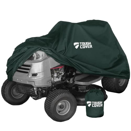 Tough Cover Riding Lawn Mower Cover, Extreme. 600D Marine Grade, Universal Fit Tractor, Heavy Duty, Covers Against Water, UV, Dust, Dirt, Wind for Outdoor Garden Storage (Green)