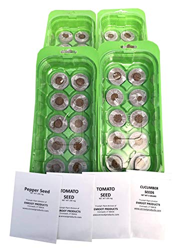 Garden Starter Kit - DIY Seedling Starter for Tomatoes, Peppers, Cucumber Planting (4 Tray)