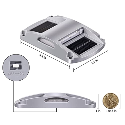 12 Pack Metal Solar Powered Waterproof Driveway Lights,Solar Dock Lights,Solar Driveway Lights ,Solar Deck Lights Outdoor Solar Dock lights Marine For Step Sidewalk Pathway Garden Yard(Warm Light)