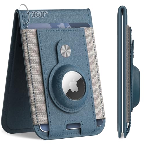 KPNEOL Magsafe Wallet with Airtag Holder, Magnetic Bifold for Men, Fits 7 Cards, Mag Wallet for iPhone 15/14/13/12 Series, Blue