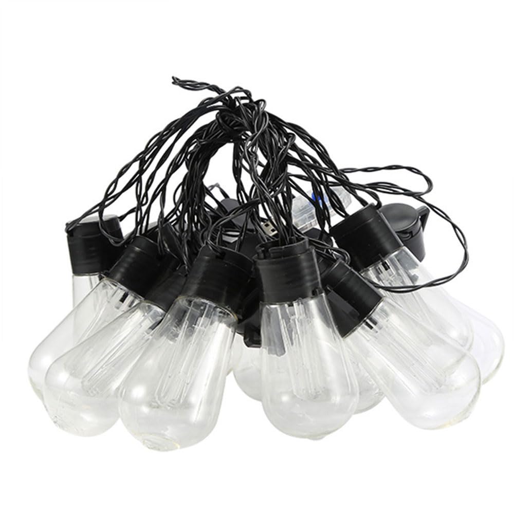 Edearkar LED Outdoor Camping Light Bulb 8.2 Feet 10 Lights Warm White Battery Powered Retro Bulb Light String Christmas Courtyard Holiday Decoration Lights, Pack of 1