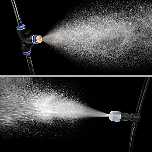 AOZBZ Misting Cooling System, 16.4FT (5M) Misting Line+5 Mist Nozzles & Brass Adapter Outdoor Misting System for Garden Patio Trampoline Greenhouse Umbrella
