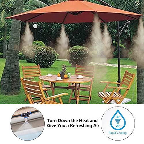 AOZBZ Misting Cooling System, 16.4FT (5M) Misting Line+5 Mist Nozzles & Brass Adapter Outdoor Misting System for Garden Patio Trampoline Greenhouse Umbrella