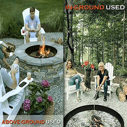 Simond Store Portable Fire Pit Ring Liner, 48 Inch Diameter 12 Inch Height 2 mm Thick Heavy Duty Steel Round Fire Pit Insert for Outdoor Garden Patio Camping Bonfire