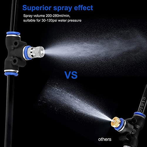 AOZBZ Misting Cooling System, 16.4FT (5M) Misting Line+5 Mist Nozzles & Brass Adapter Outdoor Misting System for Garden Patio Trampoline Greenhouse Umbrella