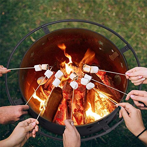 LEAYAN Garden Fire Pit Grill Bowl Grill Barbecue Rack Round Outdoor Fire Pit, Wood Burning Patio & Backyard Firepit with Mesh Spark Screen and Fireplace Poker, for Camping Picnic Outdoor Fire Pits