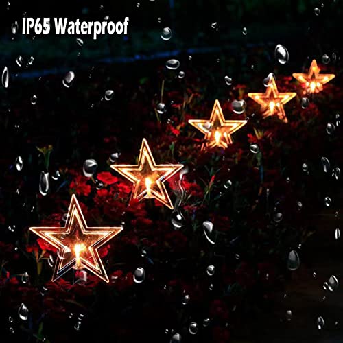 Rehenbsem Solar Christmas Lights Outdoor,5PCS Energy Saving Waterproof Solar Powered Stake Lights,2-Lighting Modes Christmas Decorations Garden Stake for Pathway, Lawn, Yard Decor (Star)