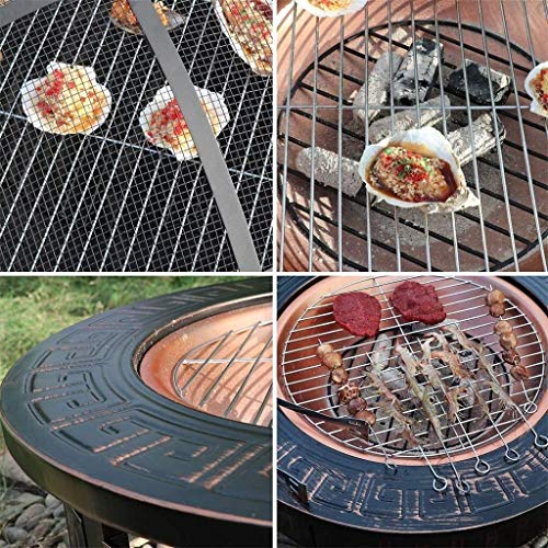 LEAYAN Garden Fire Pit Portable Grill Barbecue Rack Fire Pit Bonfire Wood Burning Patio Coal Grill Firepit for Grill Charcoal Grill with Spark Screen Poker with Cover BBQ Cooking for Camping Backyard