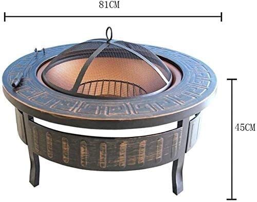 LEAYAN Garden Fire Pit Portable Grill Barbecue Rack Fire Pit Bonfire Wood Burning Patio Coal Grill Firepit for Grill Charcoal Grill with Spark Screen Poker with Cover BBQ Cooking for Camping Backyard