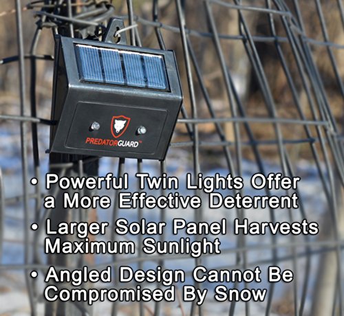 Solar Powered Predator Deterrent Light Scares Nocturnal Nuisance Animals Away - Nightime Deer Coyote Raccoon Wild Animal Repellent Device - Chicken Coop Accessories - Red LED Eyes