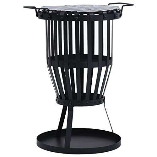 Firepit Grill Rack,Fire Pits for Outside,Bonfire Steel Fire Pit,Small Outdoor Fire Pit,Garden Fire Pit Basket, with BBQ Grill Steel 19"