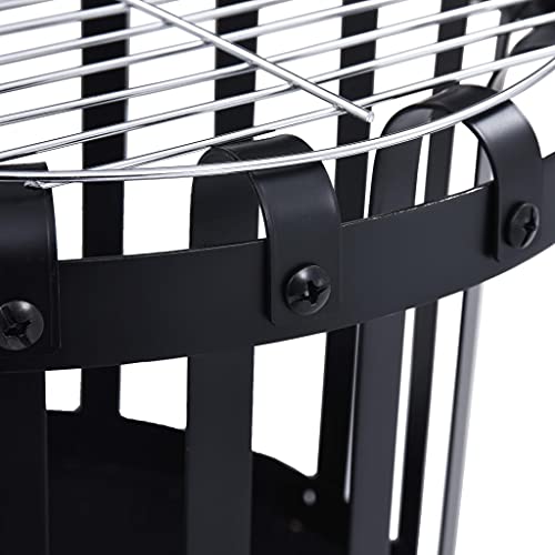 Firepit Grill Rack,Fire Pits for Outside,Bonfire Steel Fire Pit,Small Outdoor Fire Pit,Garden Fire Pit Basket, with BBQ Grill Steel 19"