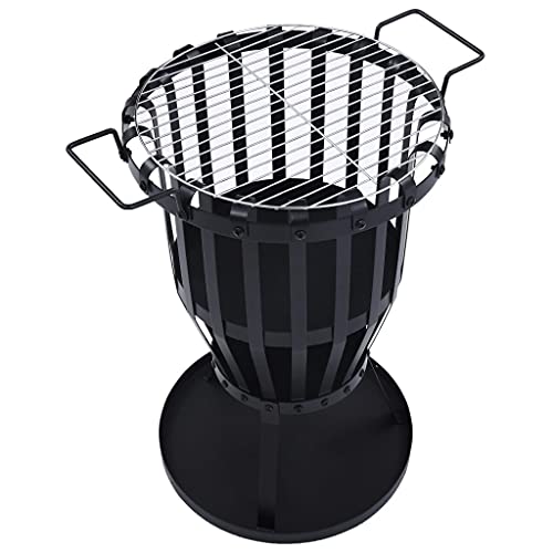 Firepit Grill Rack,Fire Pits for Outside,Bonfire Steel Fire Pit,Small Outdoor Fire Pit,Garden Fire Pit Basket, with BBQ Grill Steel 19"