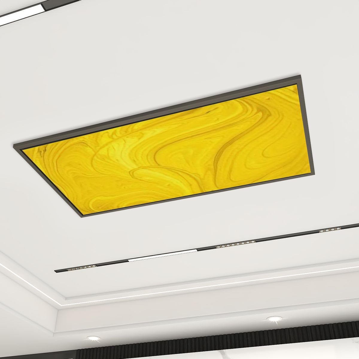 AFWADFWA Decorative Fluorescent Light Covers for Ceiling Lights Yellow Gold Oil Paint Abstract Oil Paint Yellow Gold Oil Paint for Light Covers for Ceiling Lights Classroom Office Home Decor 4 x 2 ft