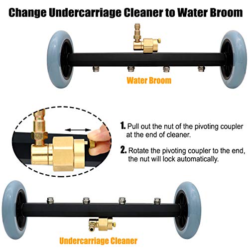 ZALALOVA Pressure Washer Undercarriage Cleaner, 16 Inch Power Washer Surface Cleaner Attachments, Under Car Wash Water Broom w/ 2 Pcs Extension Wand 1 Pc 60¡ã Angled Wand, 4000 PSI