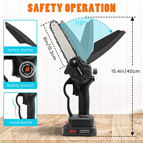 6 Inch Mini Chainsaw Sofrose Cordless Chainsaw with Auto-Oil System 2X 2.0Ah Batteries One-Handed Electric Chain Saw Electric Pruning Chainsaw for Wood Cutting Garden Logging Trimming Branch