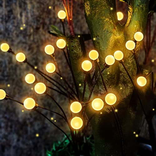 MCDYLUK Solar Garden Lights, Solar Powered Firefly Lights Outdoor Waterproof, Solar Outdoor Lights Decorative, Outdoor Solar Lights for Yard Decorations Outdoor Patio White Warm
