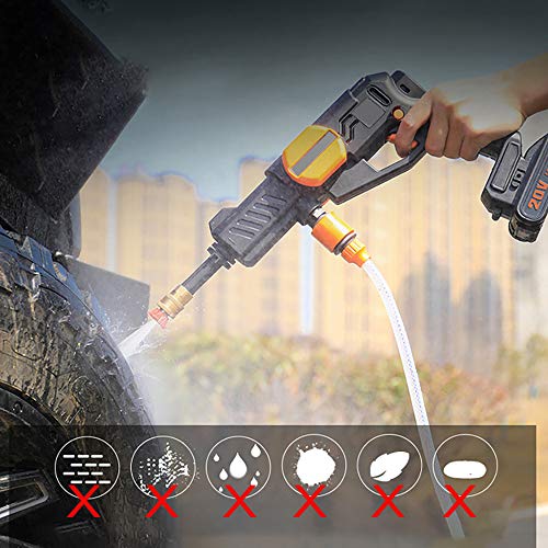Battery Powered Pressure Washer Cordless Portable Power Cleaners Car Washer 320PSI 94PSI Garden Watering with 2000mAh Battery Hose Nozzles and Accesseries