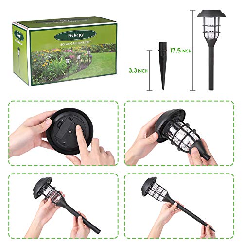 Nekepy Solar Lights Outdoor, Solar Powered Pathway Waterproof Landscape Light for Patio Walkway Driveway Garden Yard, 8 Pack