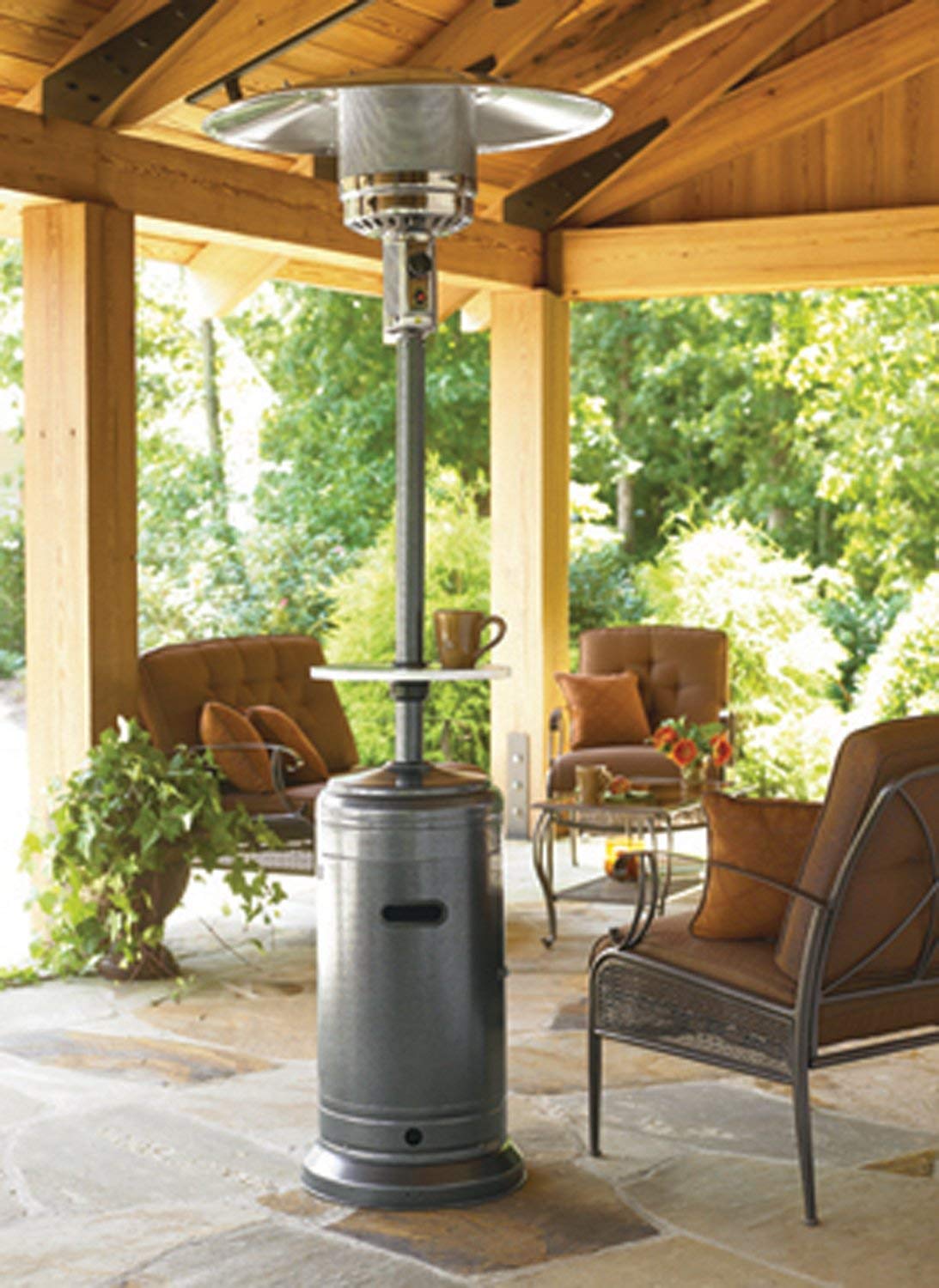 Garden Sun GS4400SS Floor Standing 41,000 BTU Propane Powered Patio Heater With Push Button Ignition, Stainless Steel