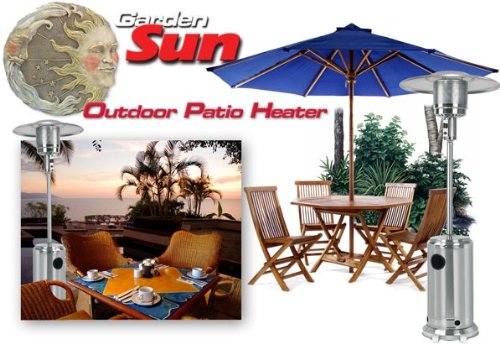 Garden Sun GS4400SS Floor Standing 41,000 BTU Propane Powered Patio Heater With Push Button Ignition, Stainless Steel