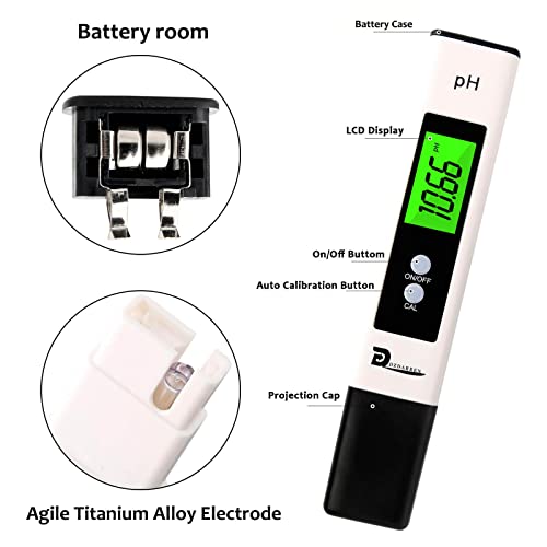 pH Meter,Accurate and calibrated pH Tester for Hydroponic System,Pools, Koi Ponds, Drinking Water, Wine/Beer Brewing, Hot Tub, Spa, Aquarium