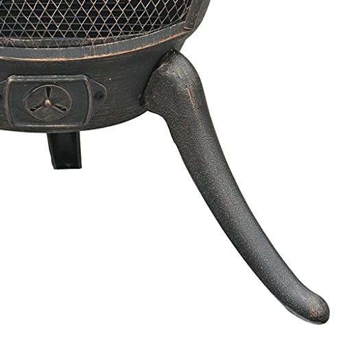 Garden Fire Pit Outdoor Cast Iron Mantelpiece Retro Charcoal Stove European Style Backyard Heating Oven Patio Vertical Fireplace