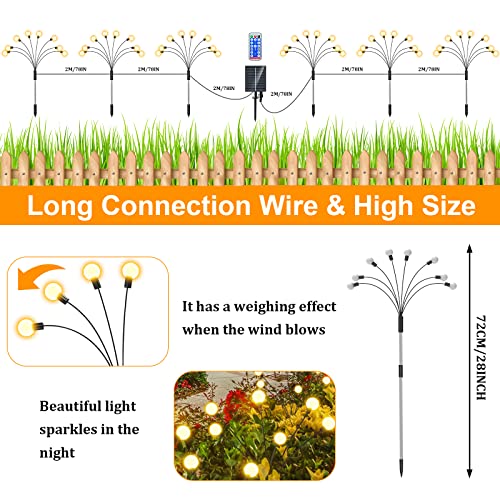 Anubarak 6 Pack Firefly Lights Solar Outdoor, Swaying Solar Garden Lights with Remote Control, 8 Flashing Modes and 20 Working Hours Garden Decor, Solar Outdoor Lights Decorative for Path Yard Patio