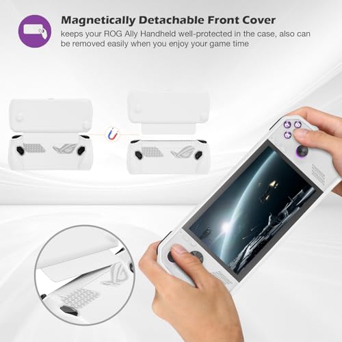 ProCase Upgraded Flip Case for ASUS ROG Ally Gaming Handheld 7 inch 2023, Protective Cover with Magnetic Removable Front Cover, Rog Ally Accessories Non-Slip Full Protection Grip Case -White