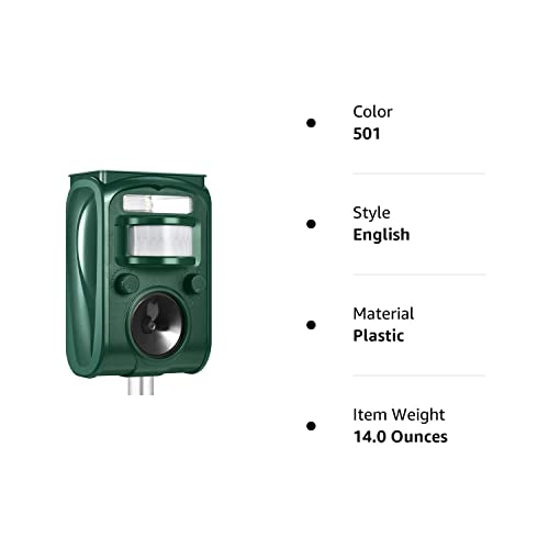 AMIATCH Solar Ultrasonic Animal Repeller, Motion Detection, LED Flashing Light, Cat Repellent Outdoor, Dog, Squirrel, Raccoon, Skunk, Rabbit, Rodent, Fox, Deer, etc.