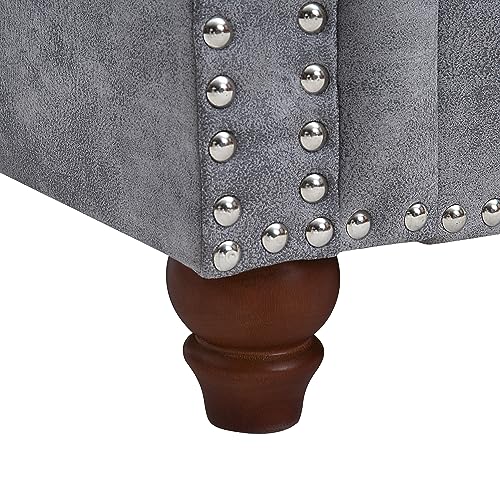 Modern Loveseat Couch Sofa,Classic Traditional Chesterfield Upholstered Accent 3 Seaters Large Sofá Love Seats Futon Couches Furniture with Nailhead Scrolled Arms&Pillows for Small Space/Living Room