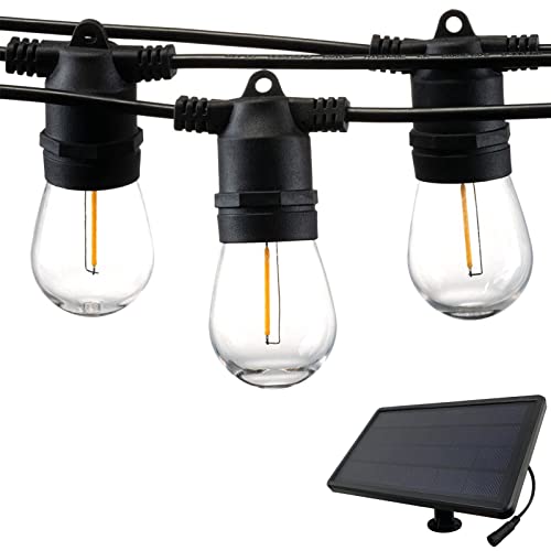 Banord 48ft Solar String Light Outdoor, USB Rechargeable Patio Solar Outdoor Lights with Waterproof & Shatterproof Solar Powered Bulbs Hanging Lights for Backyard, Porch, Garden, Cafe, Camping, Party