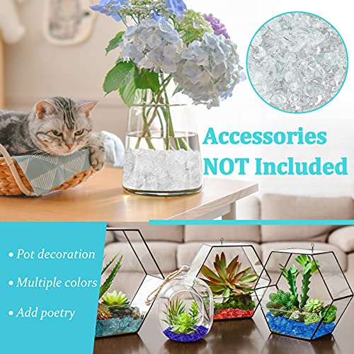1.5 LB Glass Gravel Stone 3-6 mm Glitter Gravel Stone Luster Reflective Tempered Fire Glass Crushed Glass for Fire Pit Crafts Vase Fish Bowl Garden Decor (Transparent)